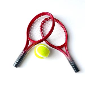 Miniature Tennis Racket Tennis Ball Dollhouse Doll Fairy Garden Diorama ...