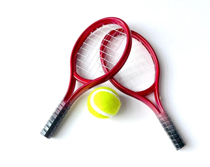 Miniature Tennis Racket Tennis Ball Dollhouse Doll Fairy Garden Diorama ...