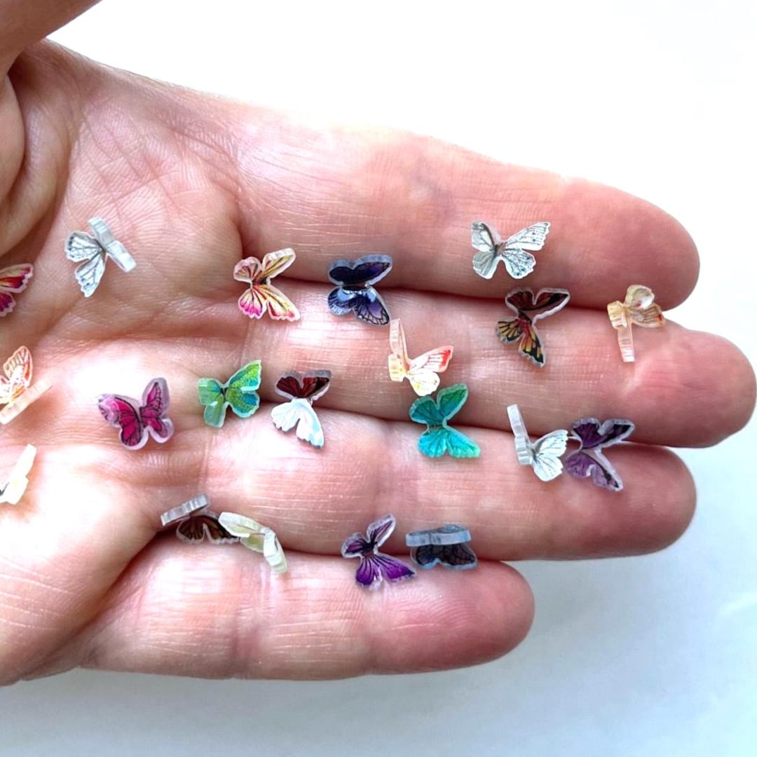 Miniature Butterflies, Tiny Acrylic Butterfly, Fairy Garden, Dollhouse ...
