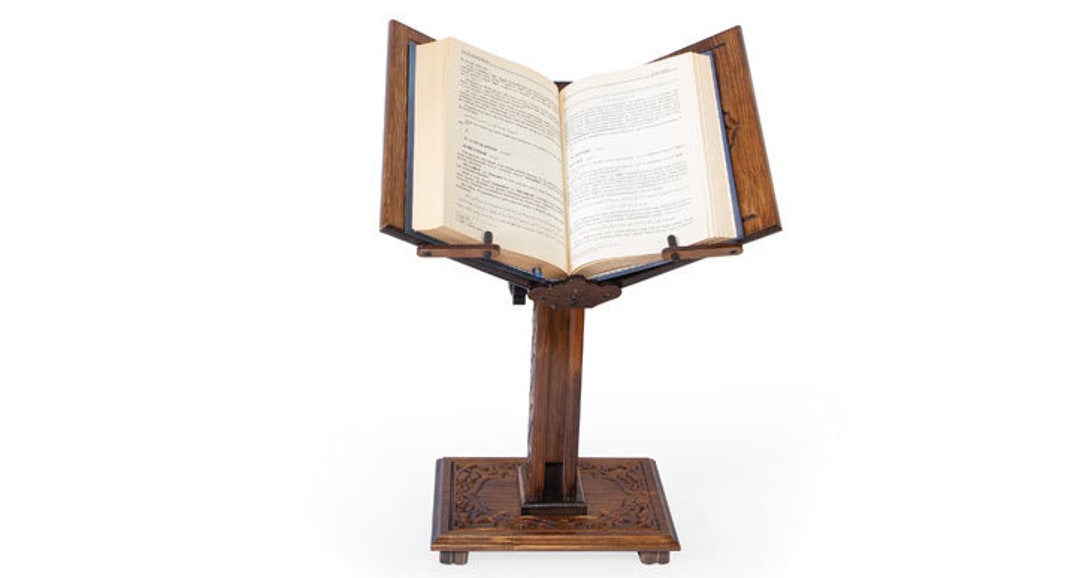 Adjustable Carved Wooden Book Stand | Quran, Bible, Torah Holder ...