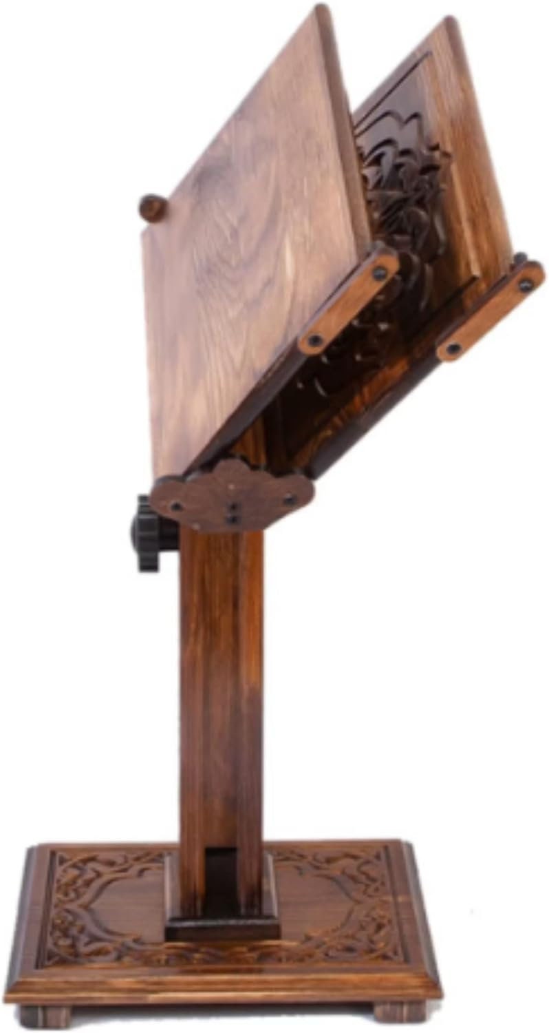Adjustable Carved Wooden Book Stand | Quran, Bible, Torah Holder ...