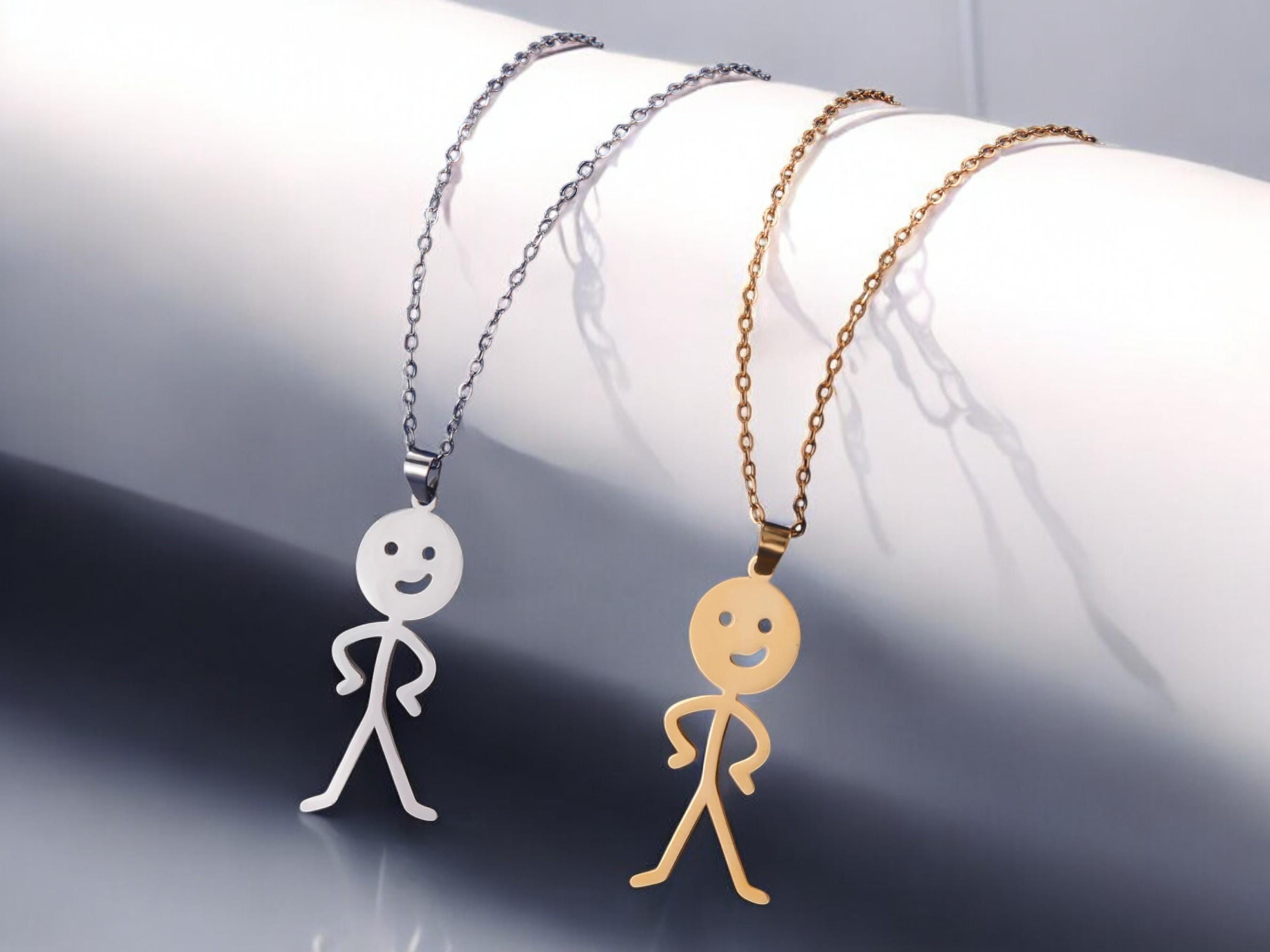 Funny Stickman Pendant Necklace – Trendy Punk Rock Jewelry for Men and ...
