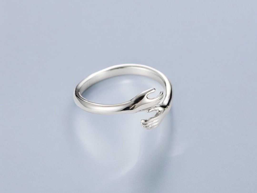 925 Sterling Silver Ring - Hands Holding Each Other - Etsy