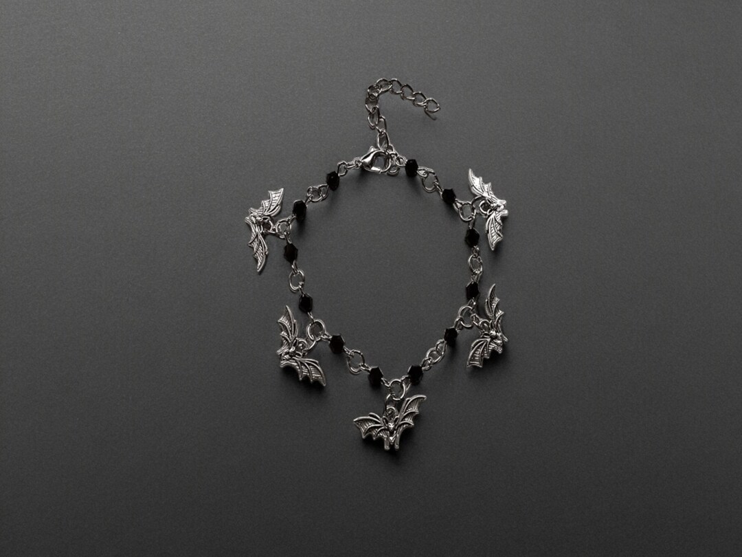 Gothic Bat Charm Bracelet Goth Jewelry Unisex - Etsy