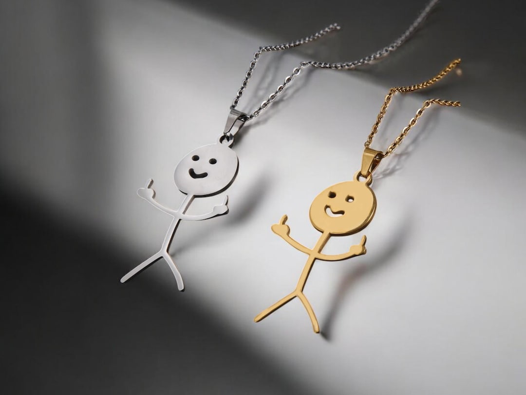 Funny Stickman Pendant Necklace – Trendy Punk Rock Jewelry for Men and ...