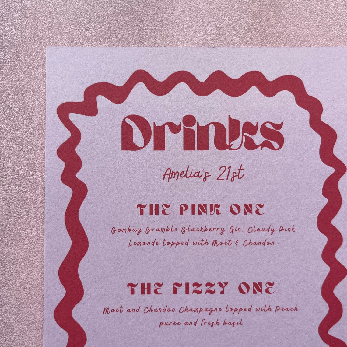 Pretty & Pink Drinks Menu for Birthdays, Parties, Weddings - Etsy