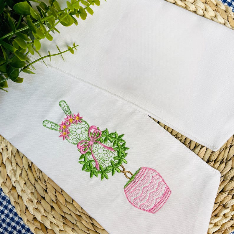 Easter Wreath Sash | Topiary Wreath Sash | Embroidered Bunny & Monogram ...