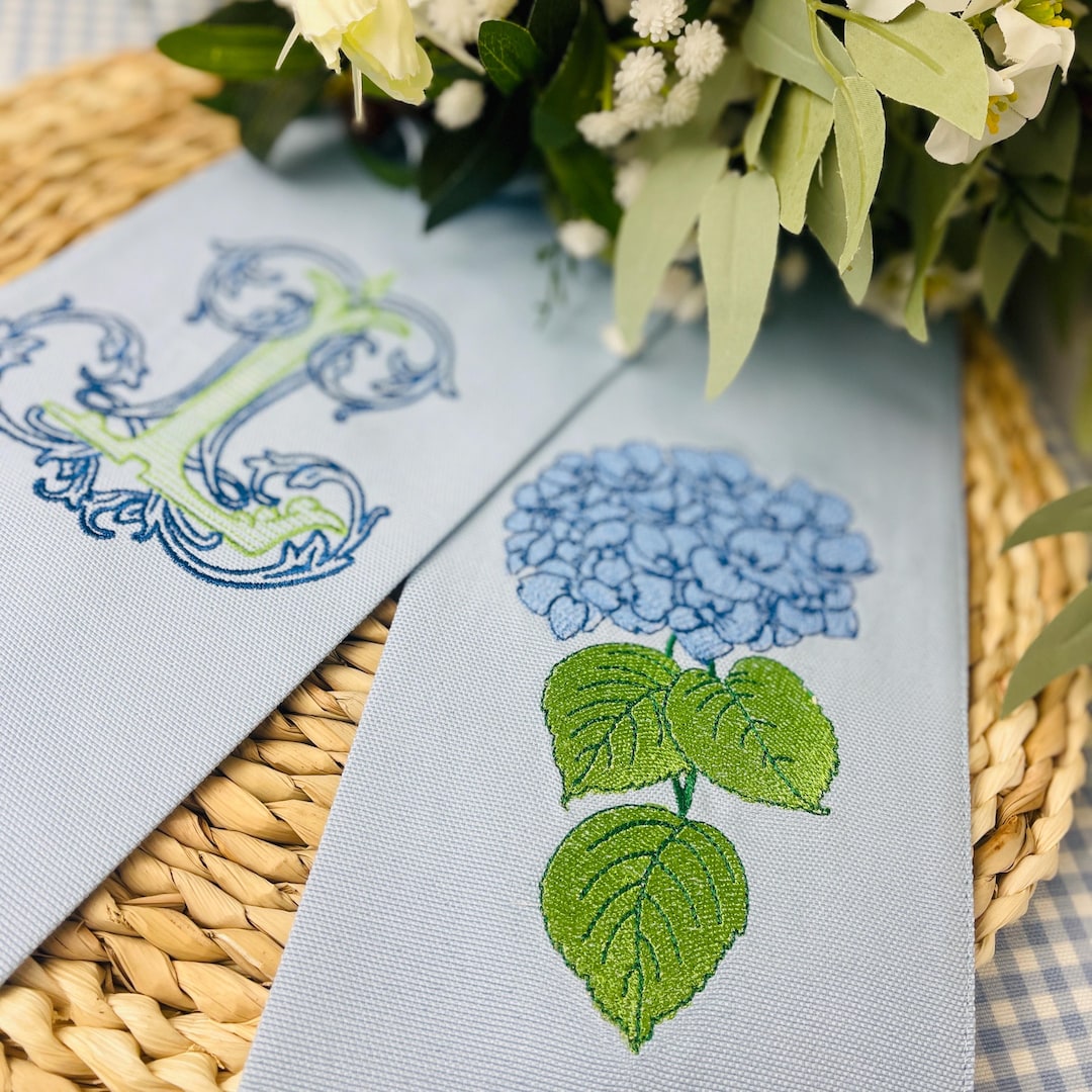Personalized Monogram Sash | Summer Wreath Ribbon | Hydrangea ...