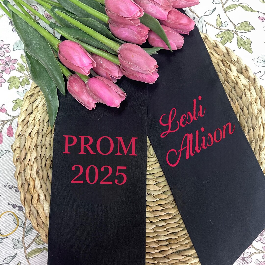 Custom Prom Ribbon, PROM Bouquet Sash With Name, Prom Bouquet Sash ...