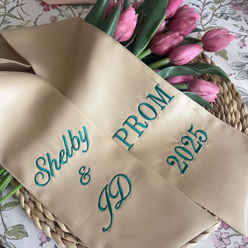 Custom Prom Ribbon, PROM Bouquet Sash With Name, Prom Bouquet Sash ...