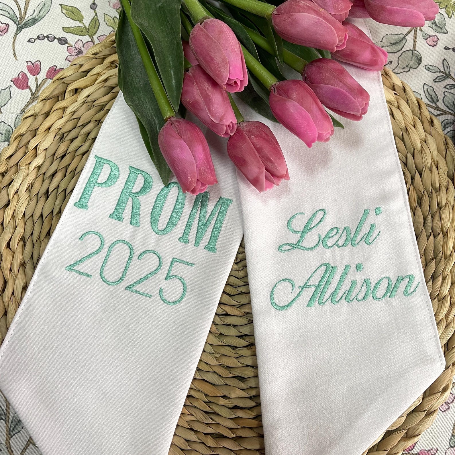 Custom Prom Ribbon, PROM Bouquet Sash With Name, Prom Bouquet Sash ...