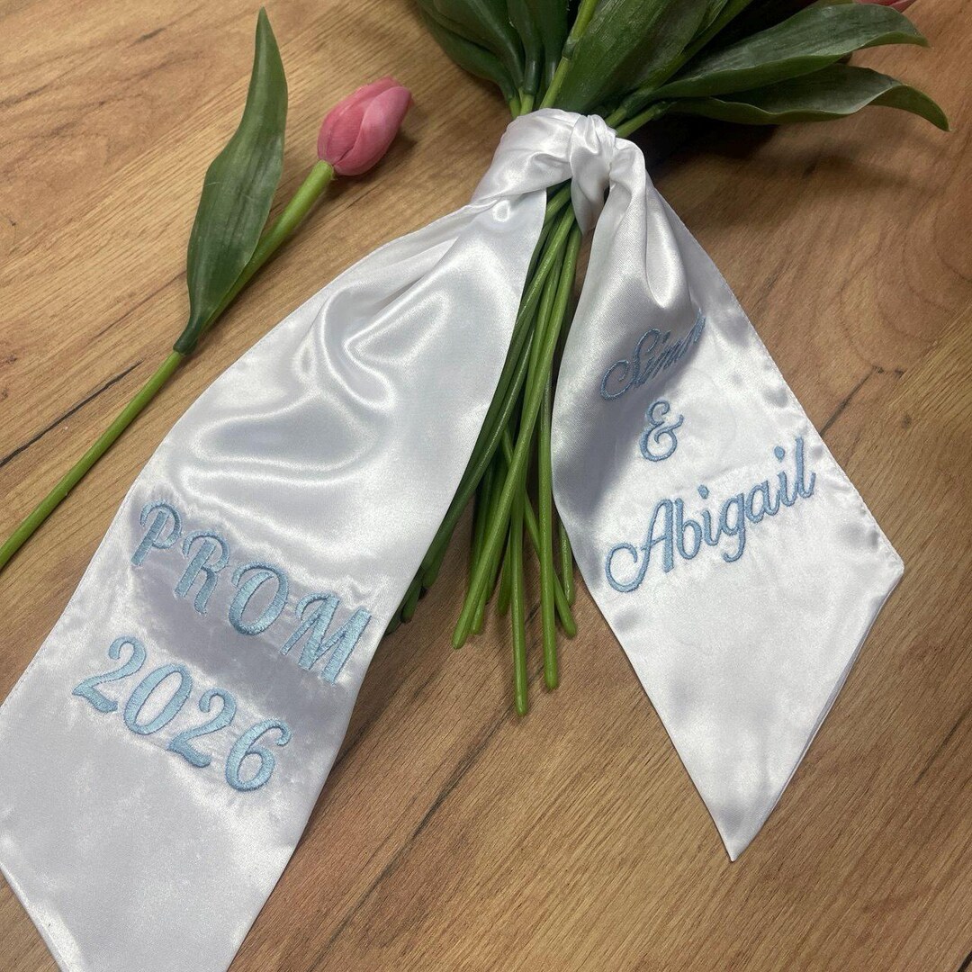 Custom Prom Ribbon, PROM Bouquet Sash With Name, Prom Bouquet Sash ...
