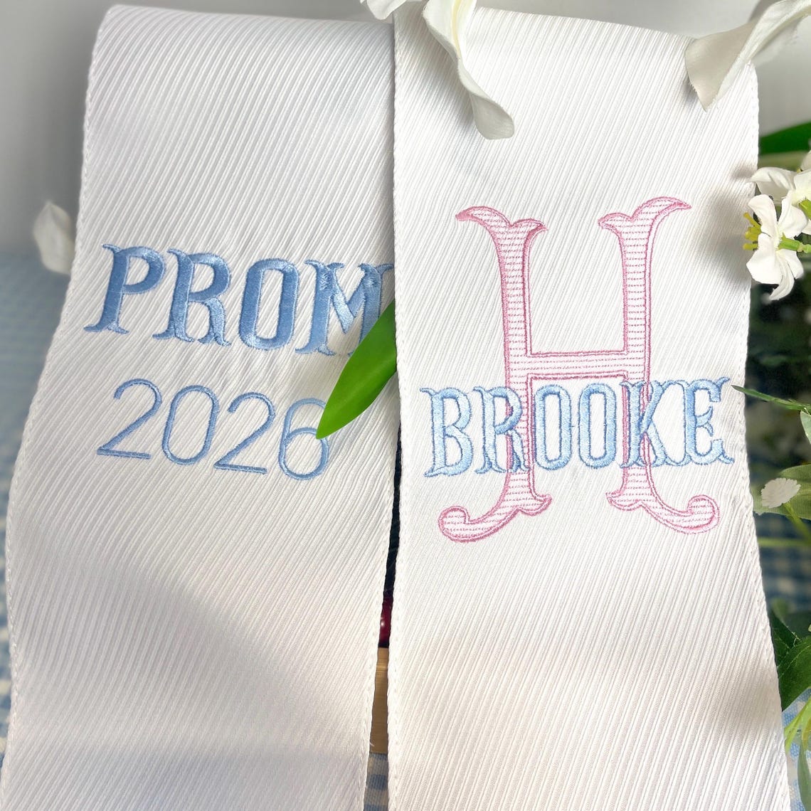 Custom Prom Ribbon, PROM Bouquet Sash With Name, Prom Bouquet Sash ...