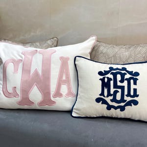 Personalized Name Pillow With Appliqué Monogram | Lumbar Pillow With ...