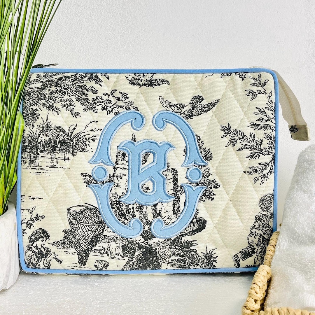 Embroidered Makeup Bag With Monogram, Custom Cosmetic Bag for Women ...