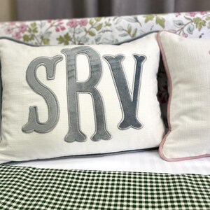 Personalized Name Pillow With Appliqué Monogram | Lumbar Pillow With ...