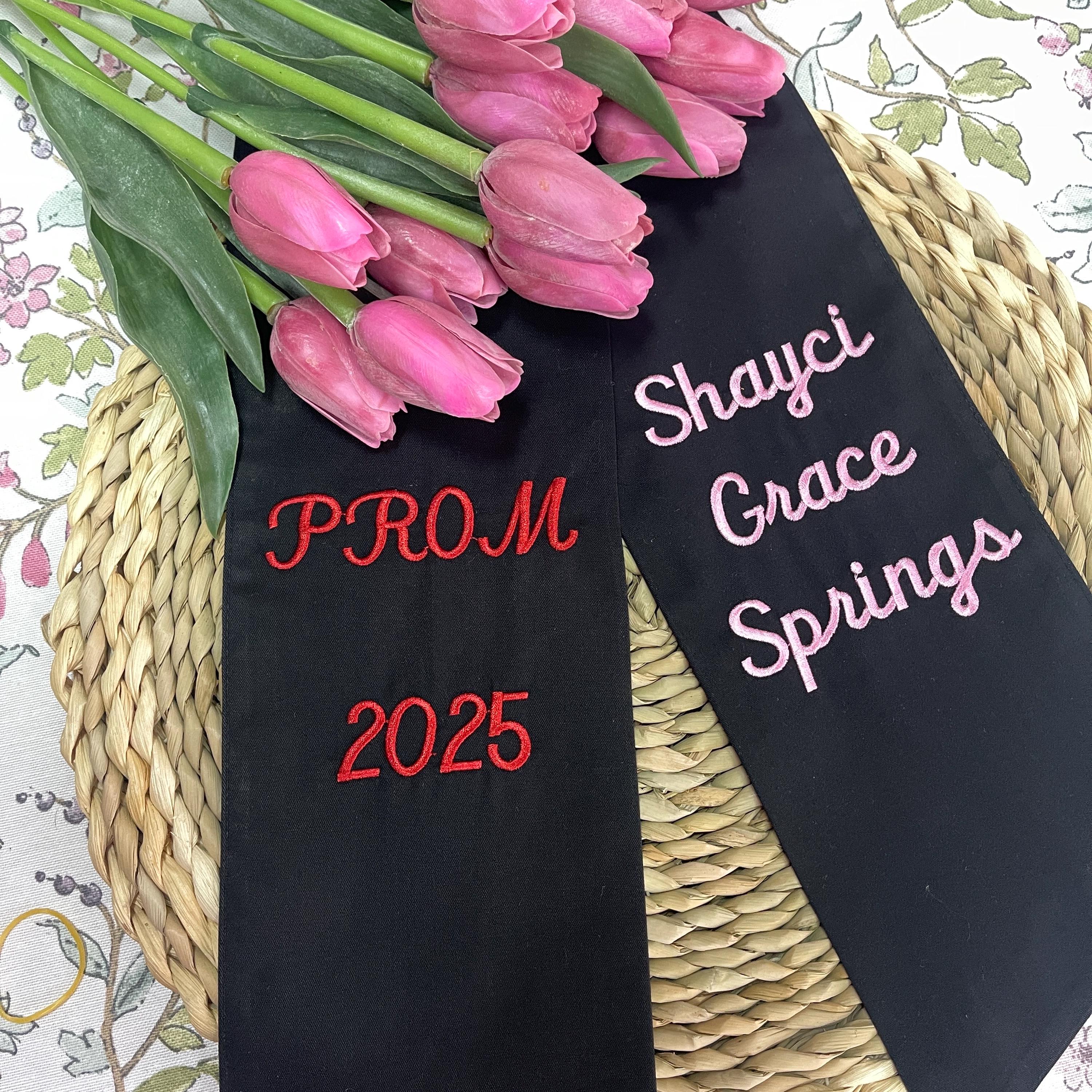 Custom Prom Ribbon, PROM Bouquet Sash With Name, Prom Bouquet Sash ...