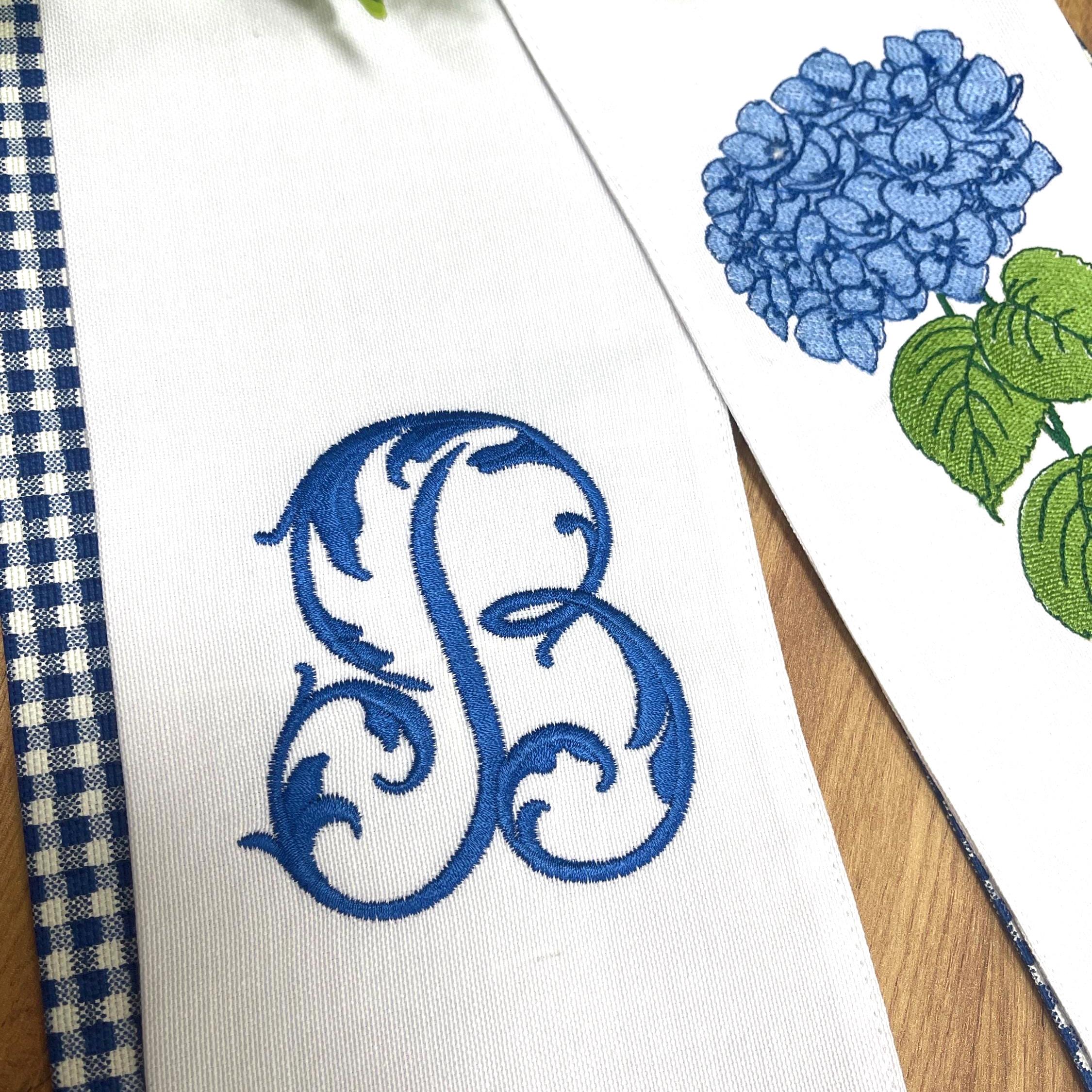 Personalized Monogram Sash | Summer Wreath Ribbon | Hydrangea ...