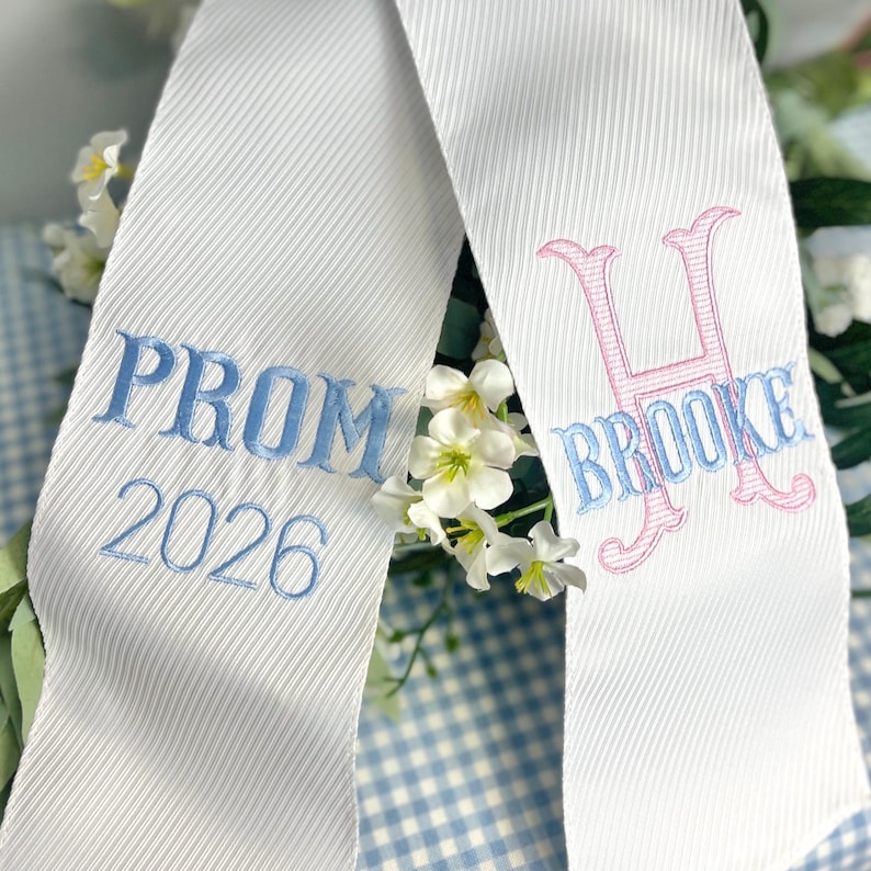 Custom Prom Ribbon, PROM Bouquet Sash With Name, Prom Bouquet Sash ...
