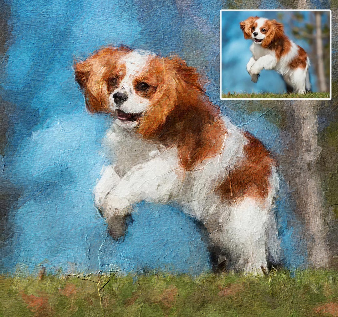 Personalized Pet Portraits Art on Canvas,custom Dog Portraits,painting ...
