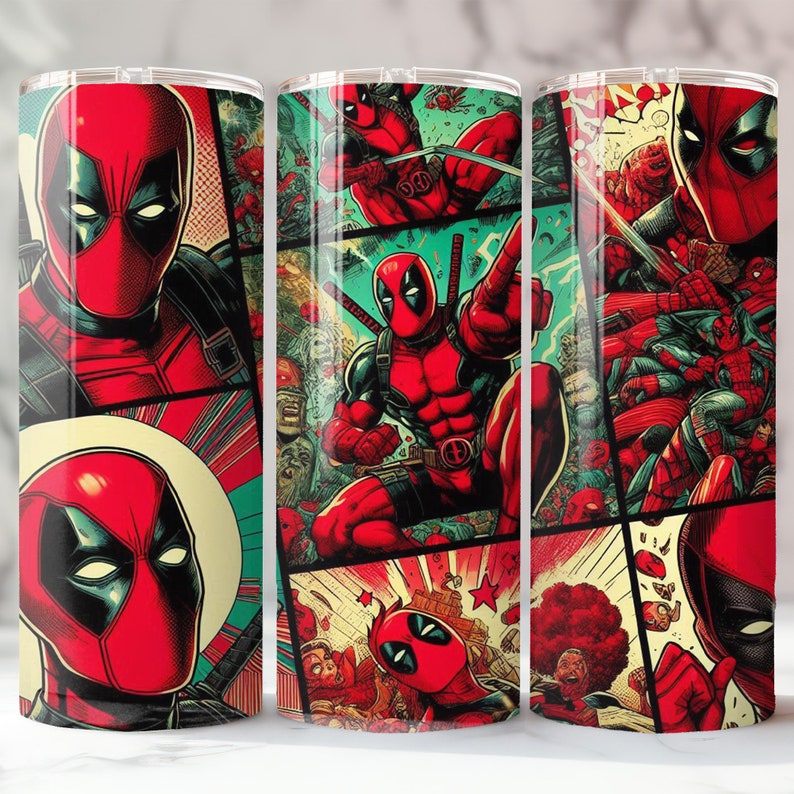 Deadpool Tumbler Wrap, 5 X 20oz Skinny Vibrant Colorful Tumbler Wraps ...
