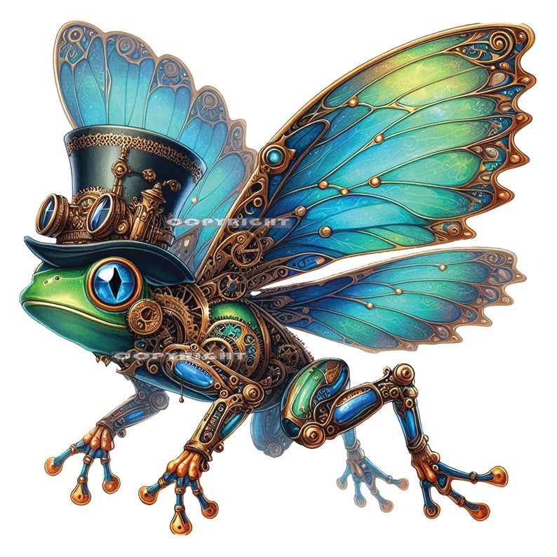 Steampunk Frogs With Wings X 5 PNG, Steampunk Clipart, Steampunk Junk ...