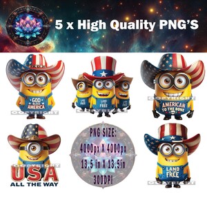 Minions 4th of July X 5 PNG, American Minion PNG, Minion T-shirt Design ...