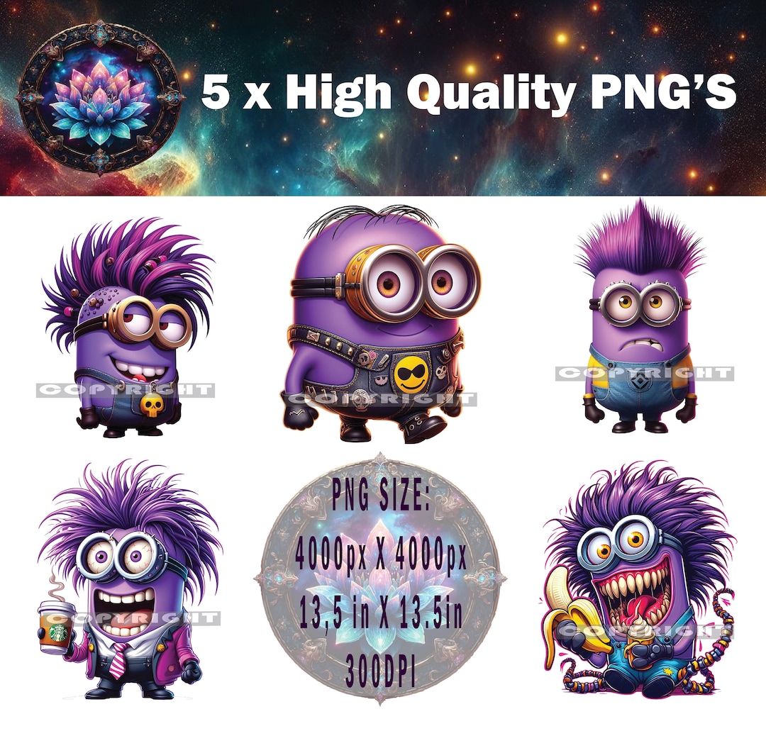 Purple Minion X 5 PNG, Minion PNG, Purple Minion Png, Minion T-shirt ...