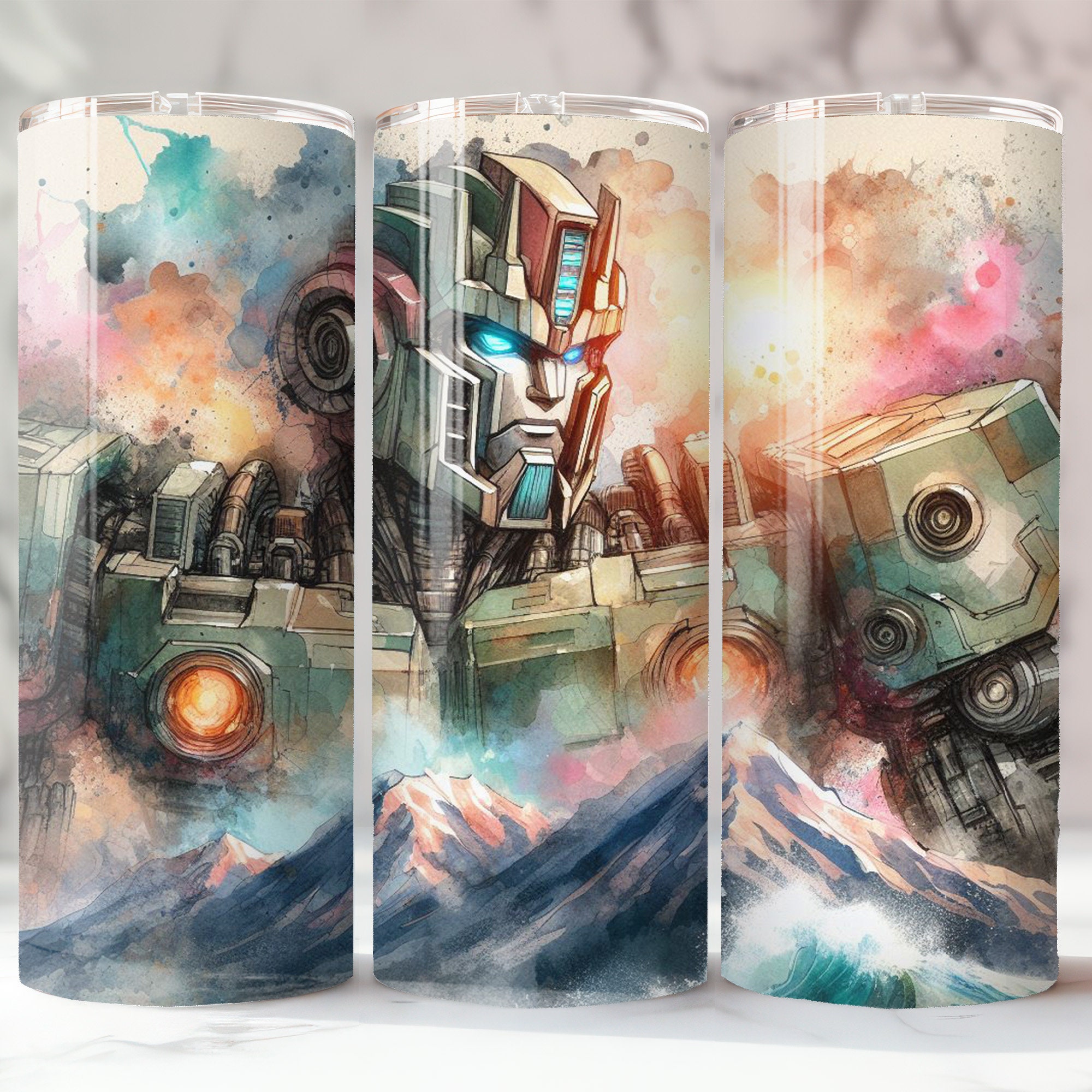 Transformers Bundle, 5 X 20oz Skinny Vibrant Colorful Tumbler Wraps ...