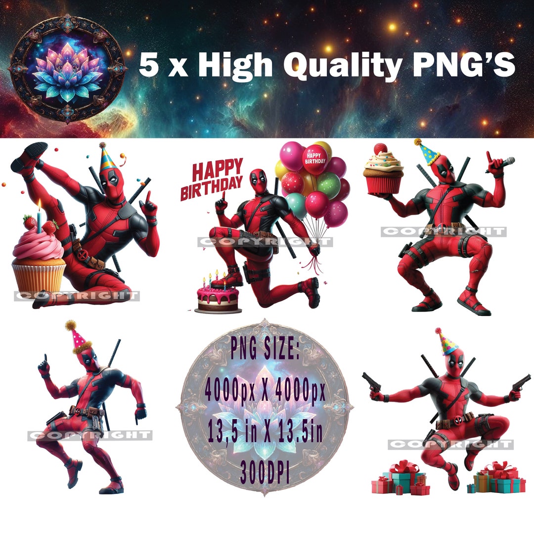 Deadpool Birthday X 5 PNG, Deadpool Png, Deadpool T-shirt Design ...