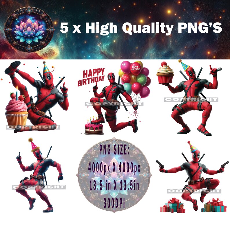 Deadpool Birthday X 5 PNG, Deadpool Png, Deadpool T-shirt Design ...