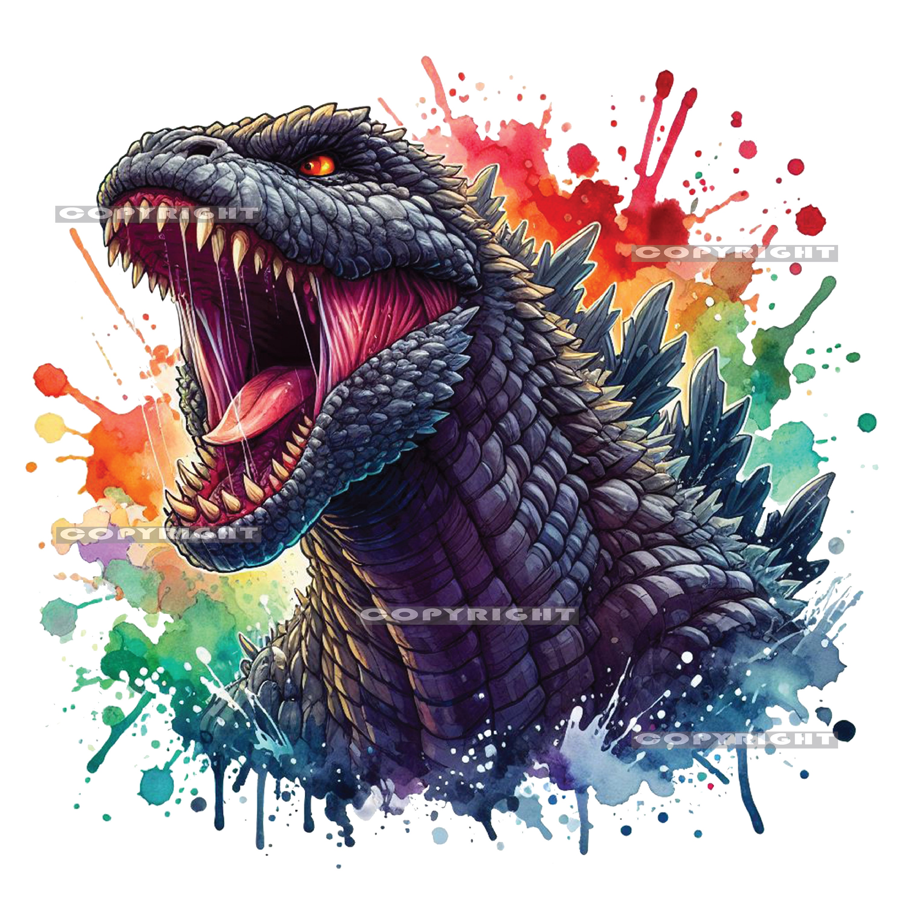 Godzilla X 5 PNG, Godzilla in Watercolor Png, Monsterverse Png ...