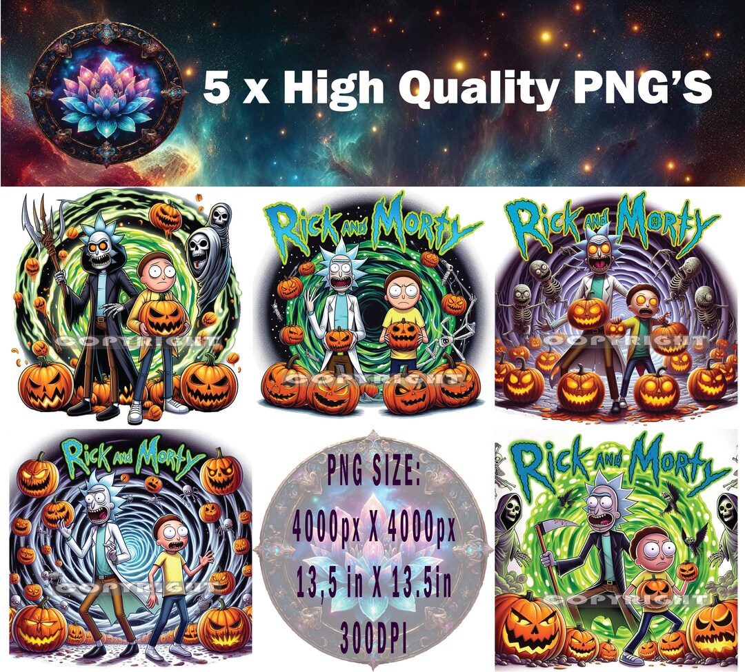 Rick and Morty X 5 PNG, Rick and Morty Halloween Png, Rick and Morty T ...