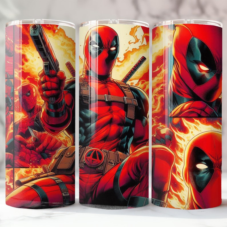 Deadpool Tumbler Wrap, 5 X 20oz Skinny Vibrant Colorful Tumbler Wraps ...