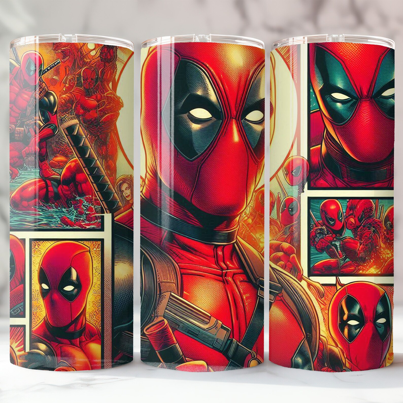 Deadpool Tumbler Wrap, 5 X 20oz Skinny Vibrant Colorful Tumbler Wraps ...