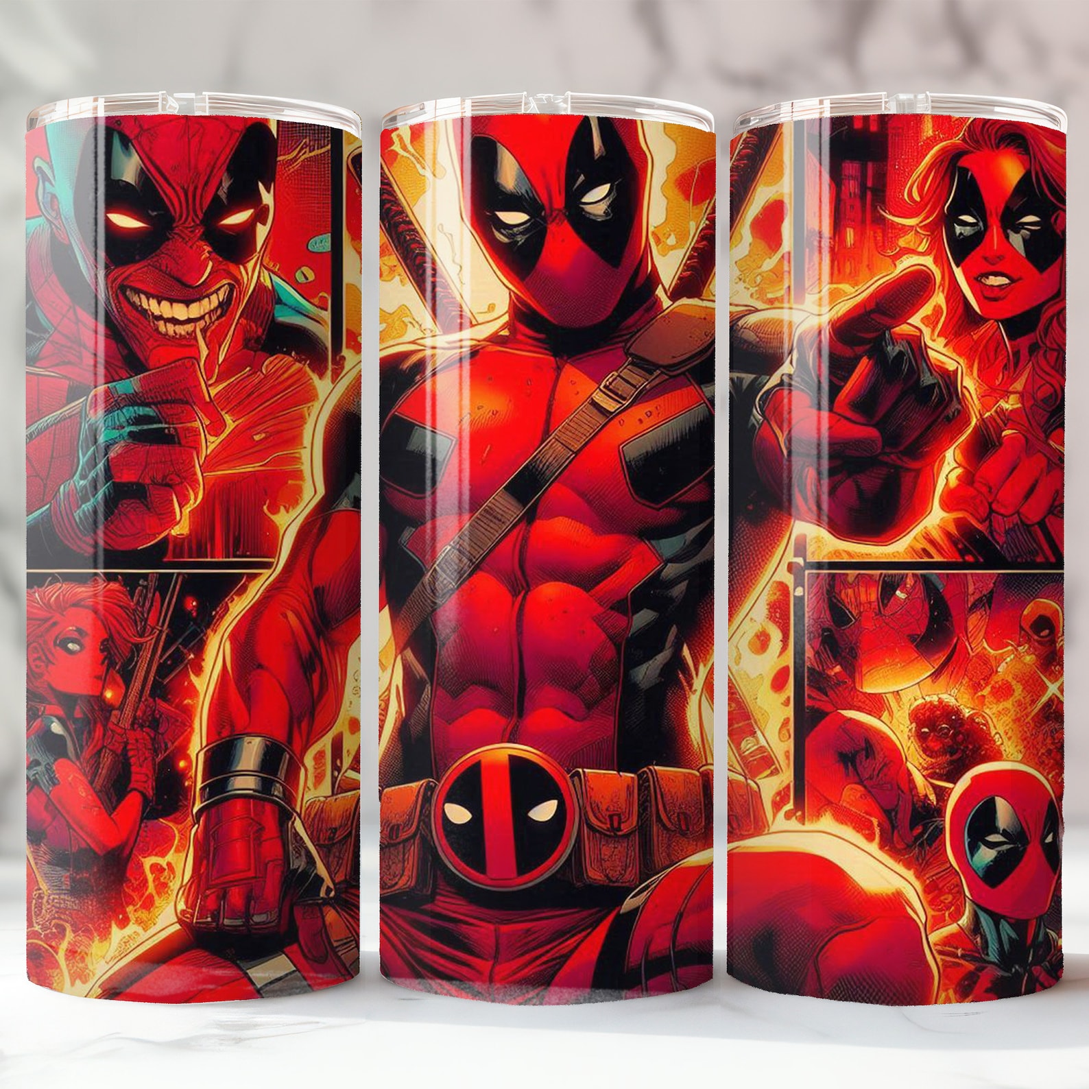 Deadpool Tumbler Wrap, 5 X 20oz Skinny Vibrant Colorful Tumbler Wraps ...