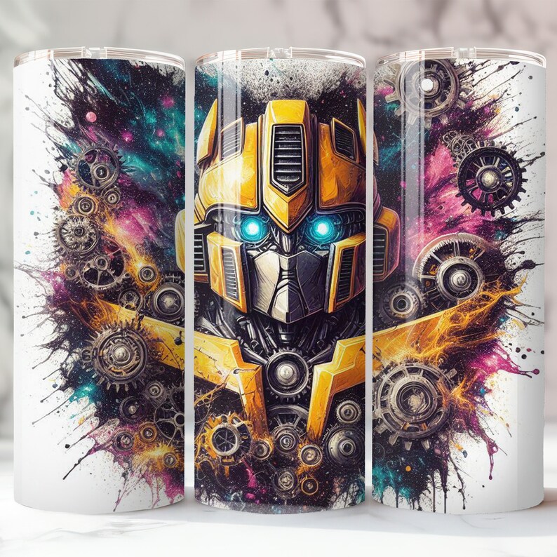 Transformers Bumblebee, 5 X 20oz Skinny Vibrant Colorful Tumbler Wraps ...