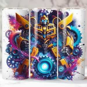 Transformers Bumblebee, 5 X 20oz Skinny Vibrant Colorful Tumbler Wraps ...