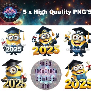 Minion Graduation 2025 X 5 PNG, Minion PNG, Minion T-shirt Design ...