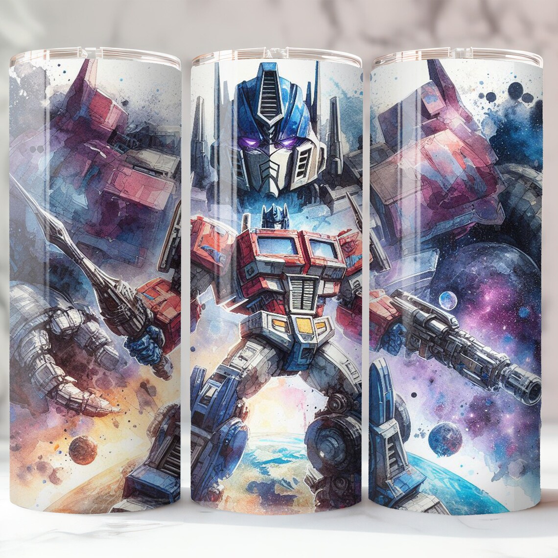 Transformers Bundle, 5 X 20oz Skinny Vibrant Colorful Tumbler Wraps ...