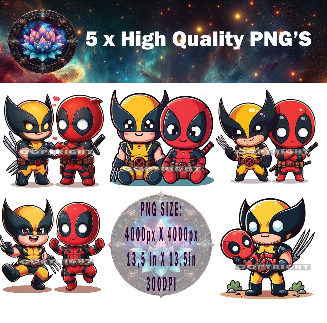 Deadpool y Wolverine x 5 PNG, Deadpool Png, Camiseta Baby Deadpool y ...