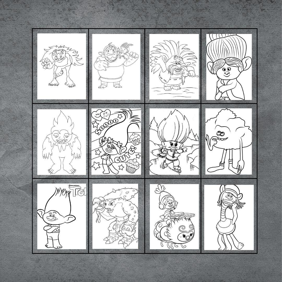 45 Trolls Coloring Pages Fun Designs for Kids and Trolls Fans. Instant ...