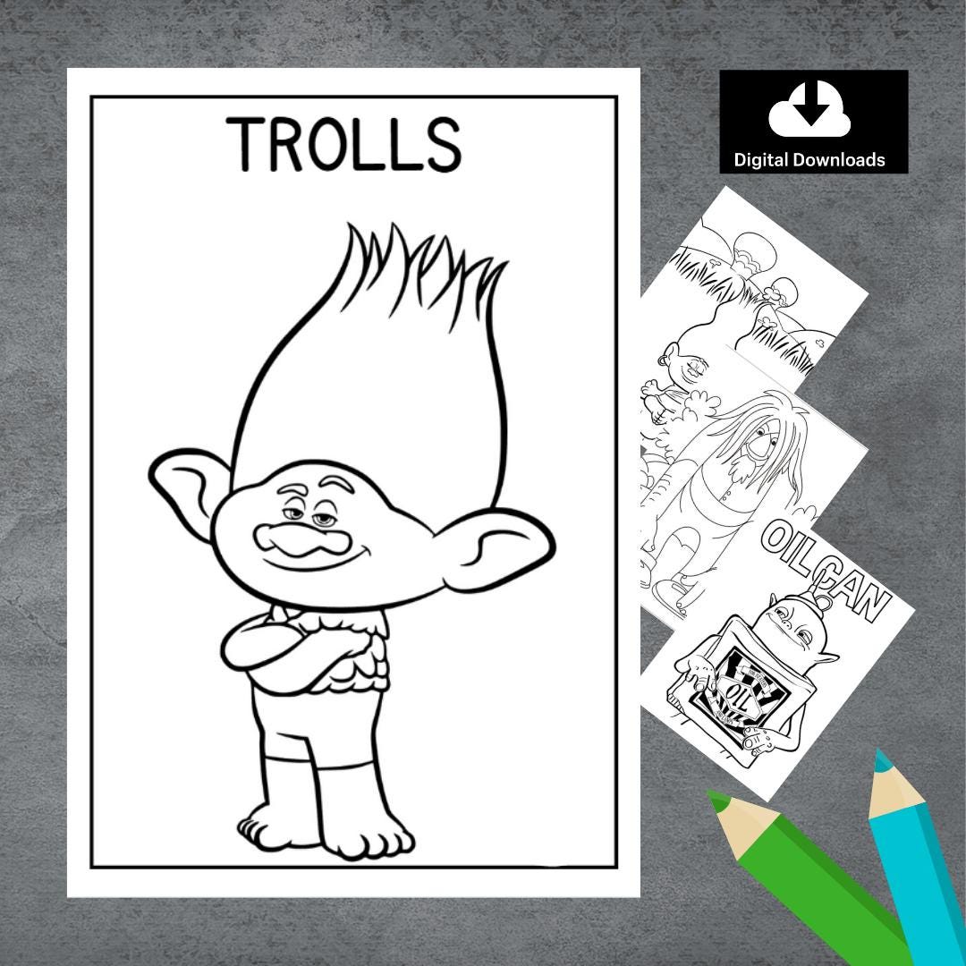 45 Trolls Coloring Pages Fun Designs for Kids and Trolls Fans. Instant ...