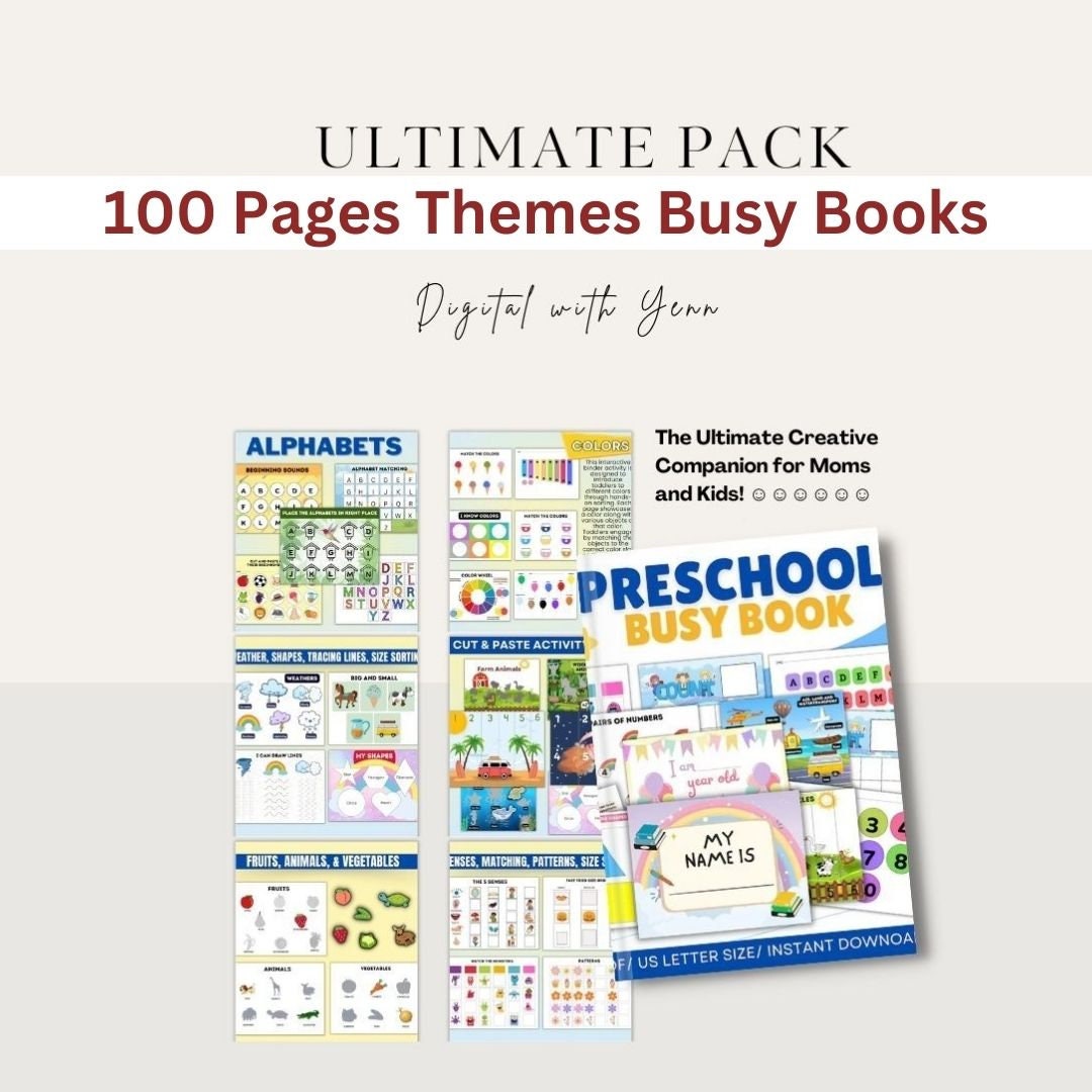 100+ Pages Toddler Busy Books, Printable, Learning Binder, Kids ...