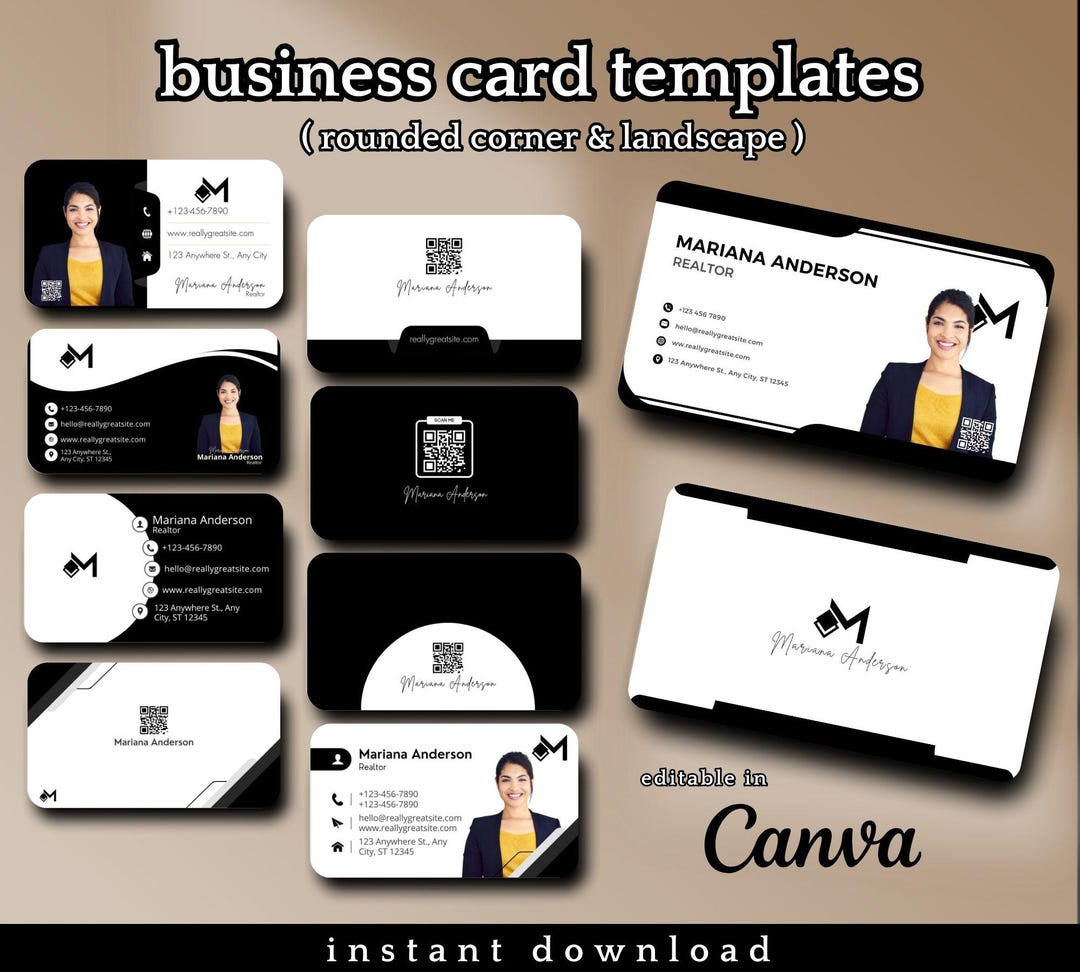 QR Code Business Card Template: Elegant Personalized Design (instant ...