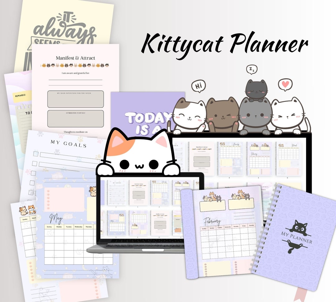 Cat Lover Planner, Cat Themed Organizer, Productivity Planner, Undated ...