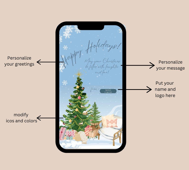Real Estate Christmas Card Template: Holiday Greetings (digital ...