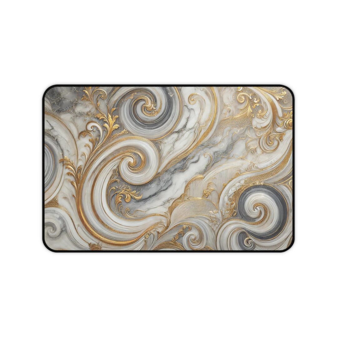 Elegant Gold and Marble Swirl Desk Mat Sophisticated Design - Etsy
