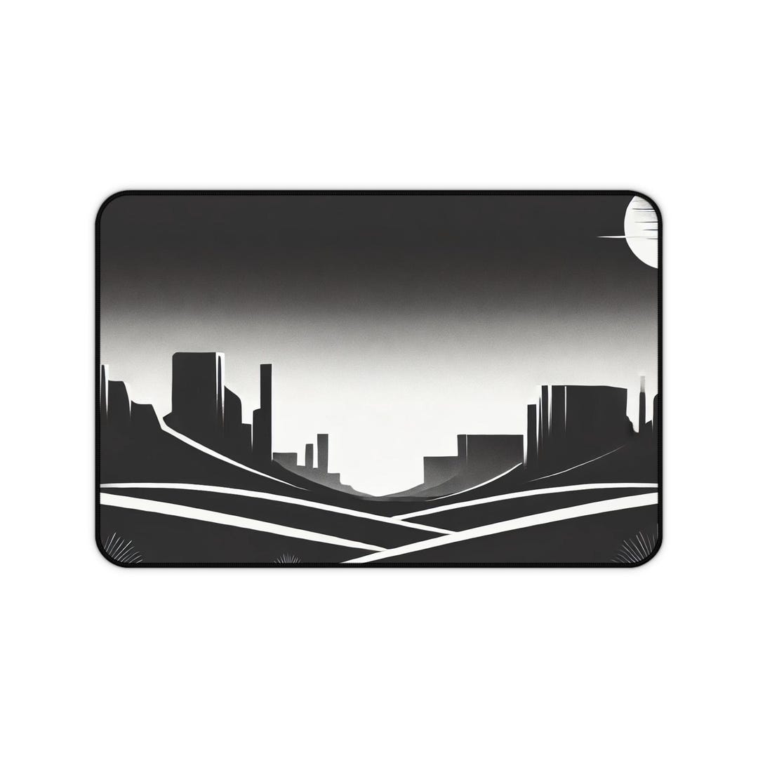 Monochrome Cityscape Desk Mat, Office Desk Accessory, Gaming Setup ...