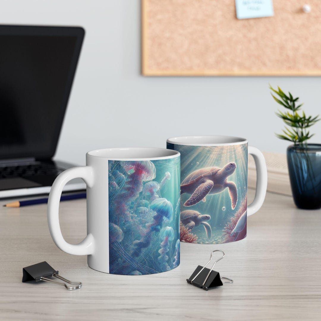 Marine Life Ceramic Mug – Stunning Ocean Wildlife Coffee Cup – Sea ...